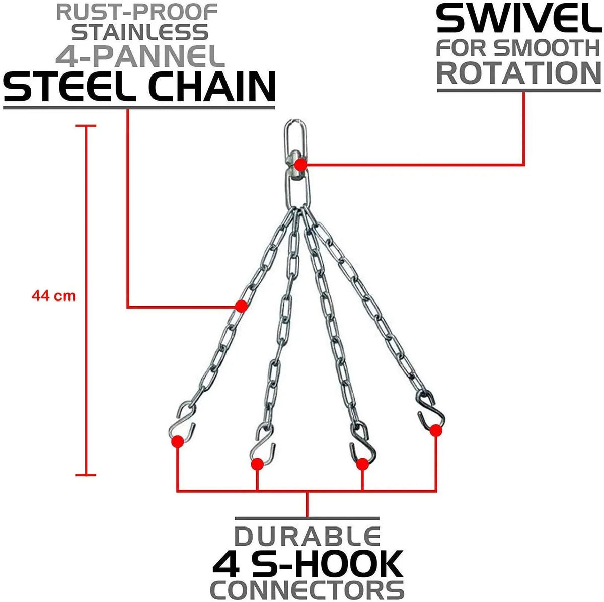 JP Heavy Duty Punch Bag Wall Bracket with 4 Chains