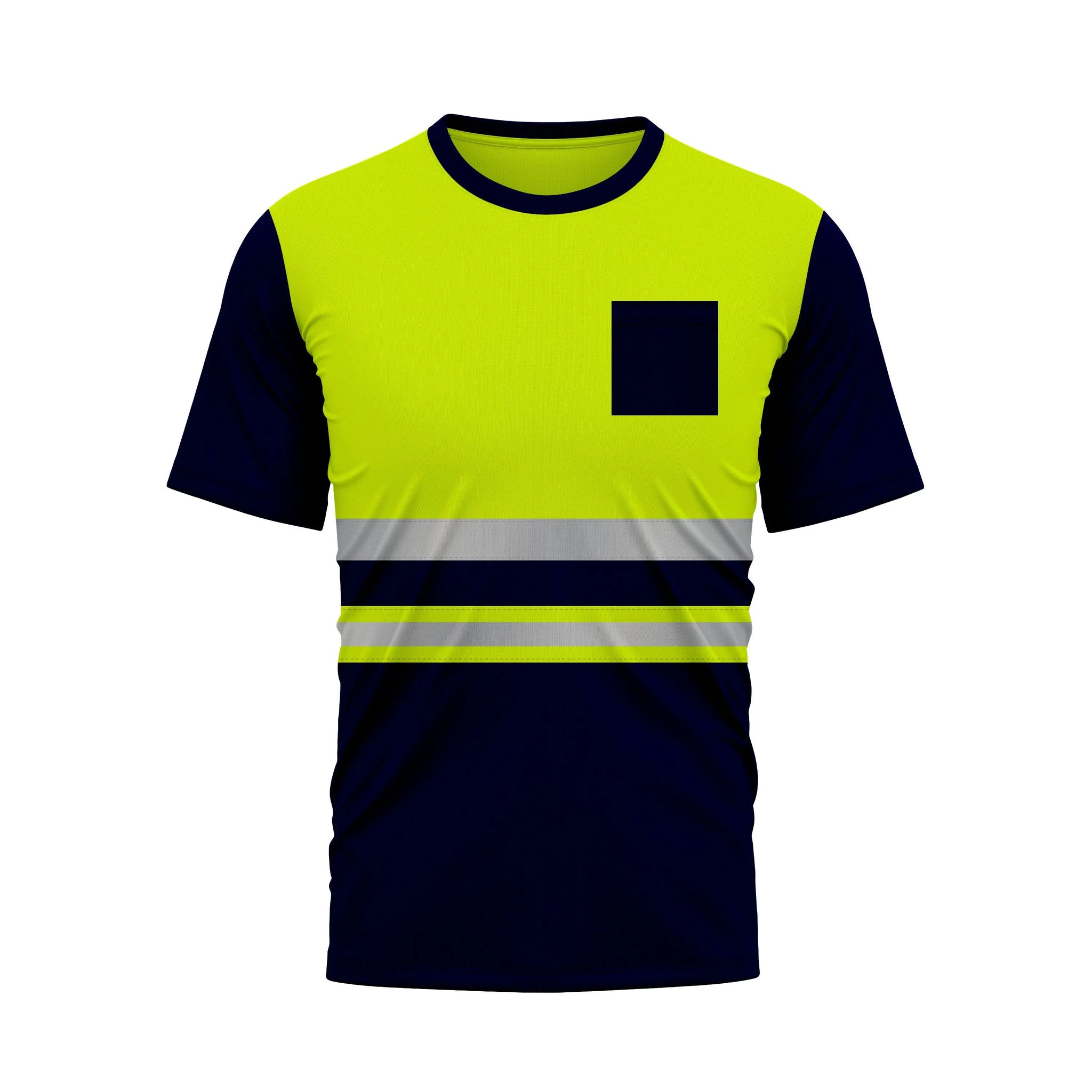 Hi Vis Shirt for Men Short Sleeve Yellow Navy Construction Work Shirts